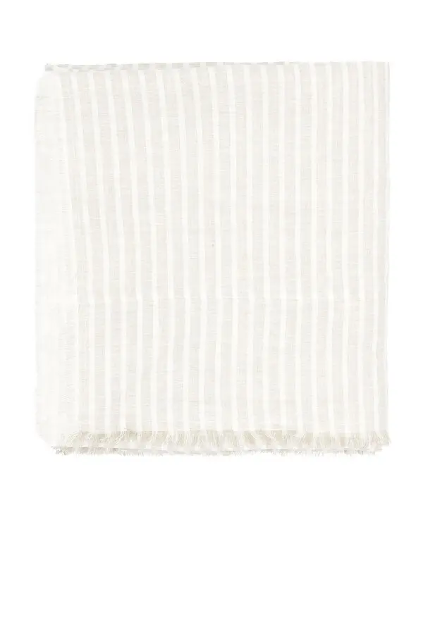 Jenni Kayne Frayed Linen 68x120 Tablecloth In Neutral - Natural Stripe