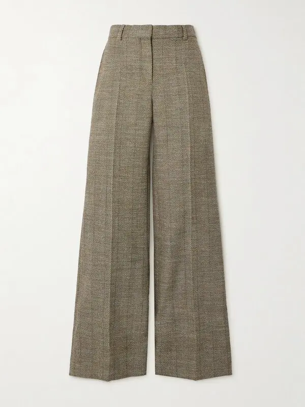 Stella McCartney Herringbone Wool-blend Wide-leg Trousers