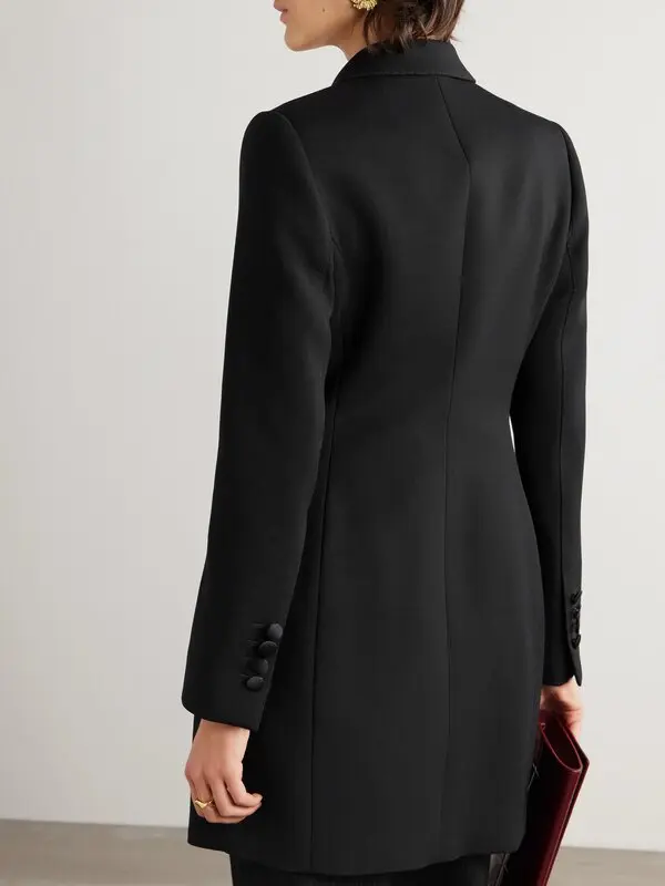 Dolce & Gabbana Double-breasted Silk-blend Satin-trimmed Wool-blend Twill Coat