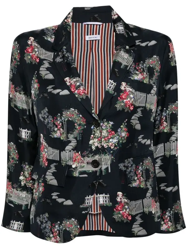 Thom Browne Graphic-print Blazer - Blue