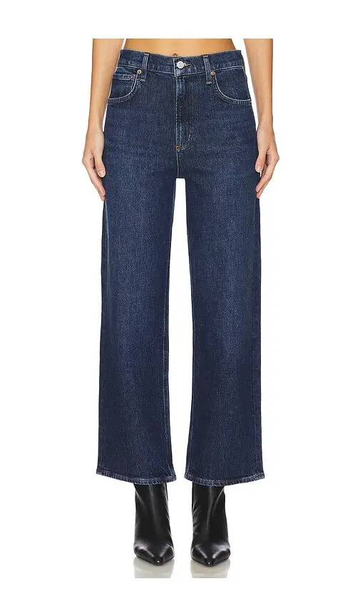 AGOLDE Ren High Rise Wide Leg Jeans In Dark Wash
