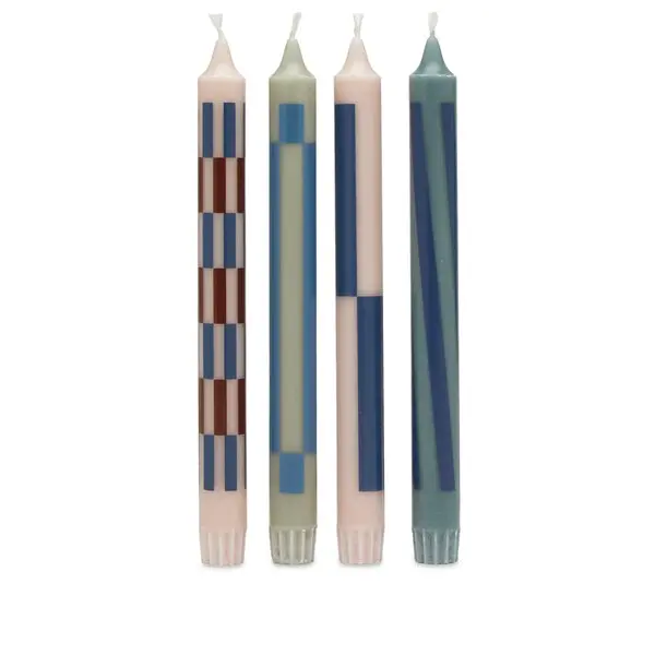 HAY Pattern Candle Set Of 4 - Light Pink/blues