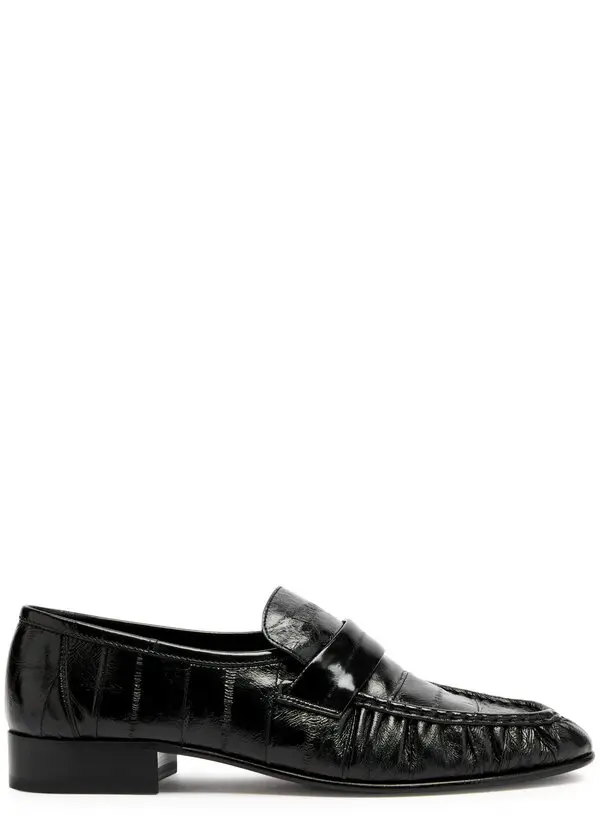 THE ROW Soft 25 Leather Loafers - Black