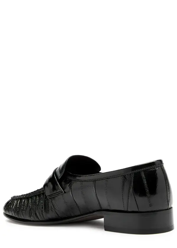 THE ROW Soft 25 Leather Loafers - Black