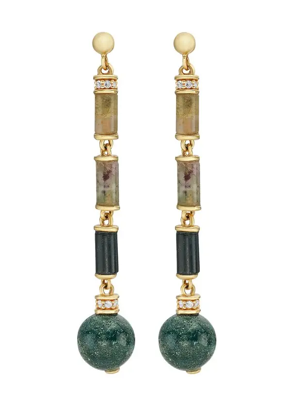 LAURA VANN Embellished 18kt Gold Vermeil Drop Earrings - Green