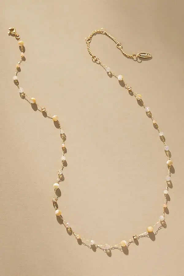 Anthropologie Mixed Bead Necklace - Ivory