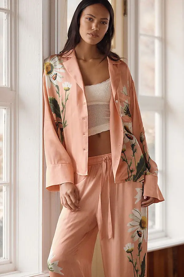 LYREBIRD The Silky Overd Pajama Shirt - Blush Pink
