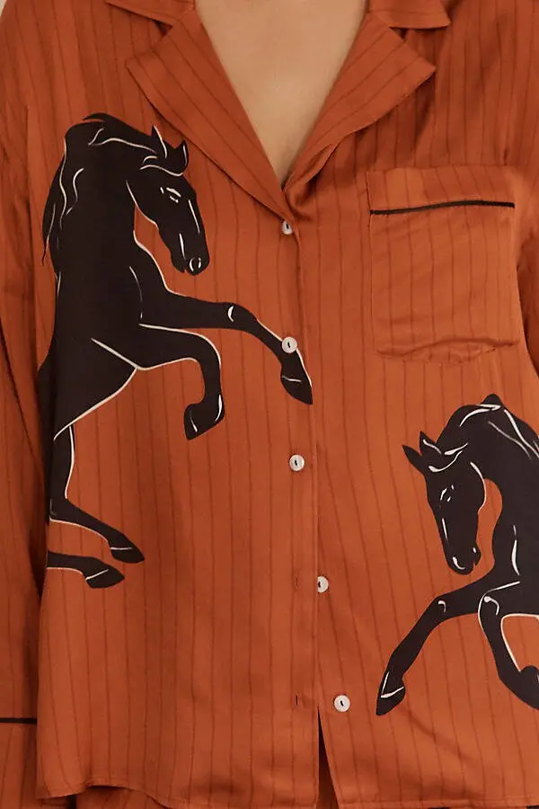 LYREBIRD Neela Overd Pajama Shirt Lb Silky - Horse