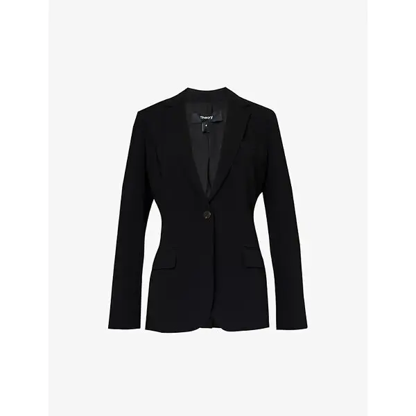 Theory Staple Single-breasted Woven Blazer - Black