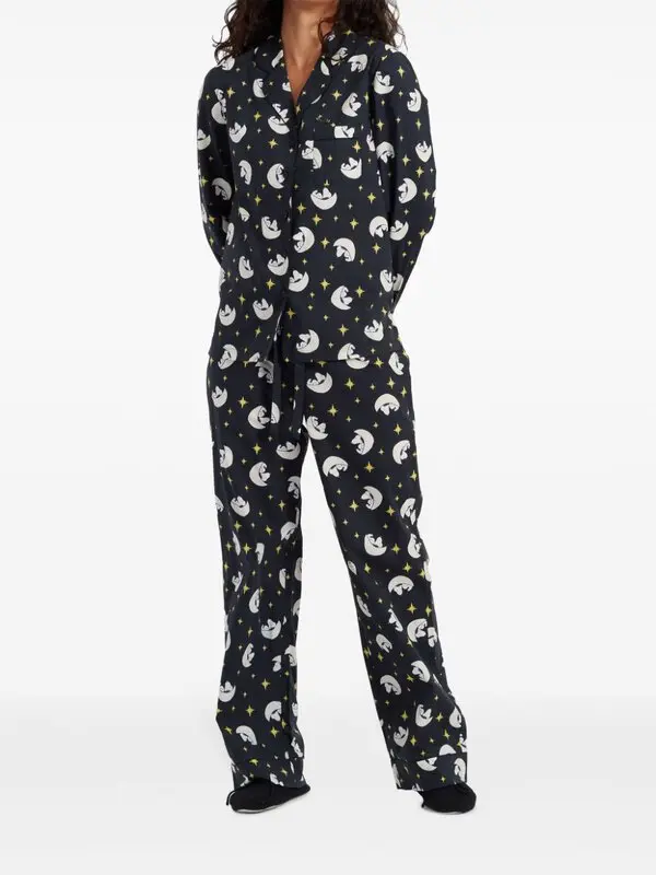 Chinti & Parker Graphic-print Pyjama Shirt - Black