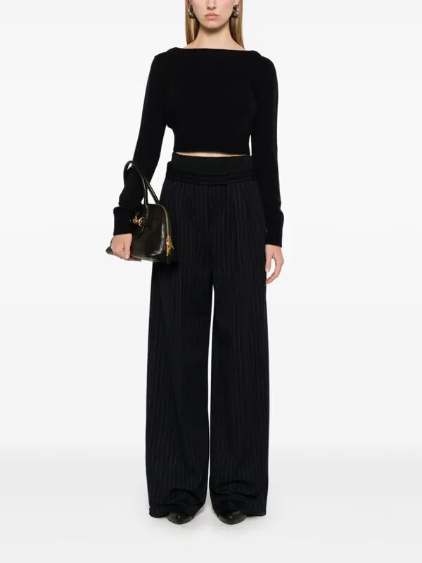Max Mara Pinstriped Wide Leg Trousers