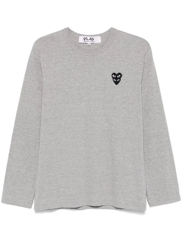 Play Comme Des Garcon Double Heart-patch T-shirt - Grey