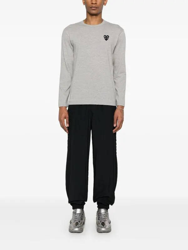 Play Comme Des Garcon Double Heart-patch T-shirt - Grey
