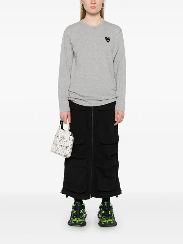 Play Comme Des Garcon Double Heart-patch T-shirt - Grey