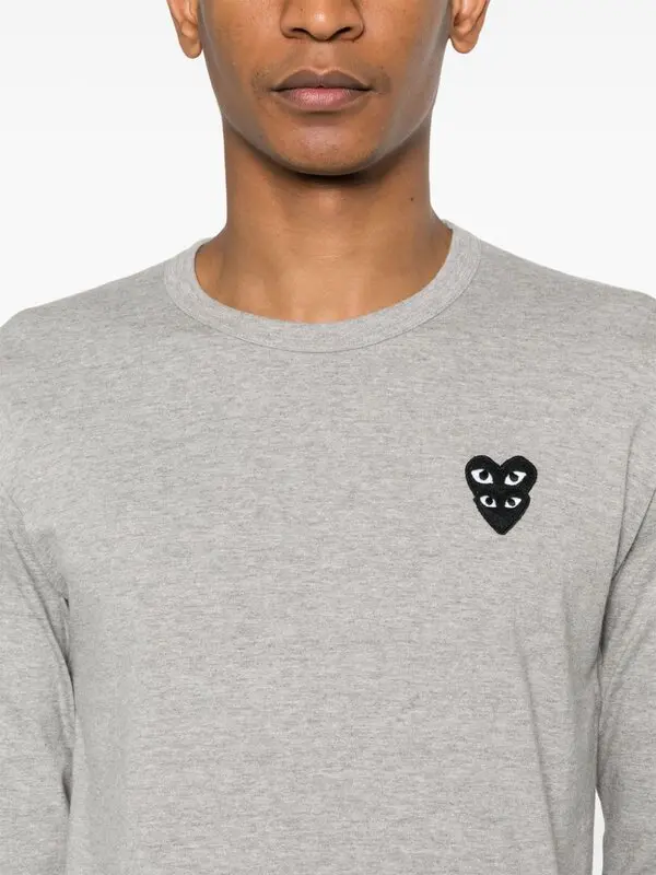 Play Comme Des Garcon Double Heart-patch T-shirt - Grey