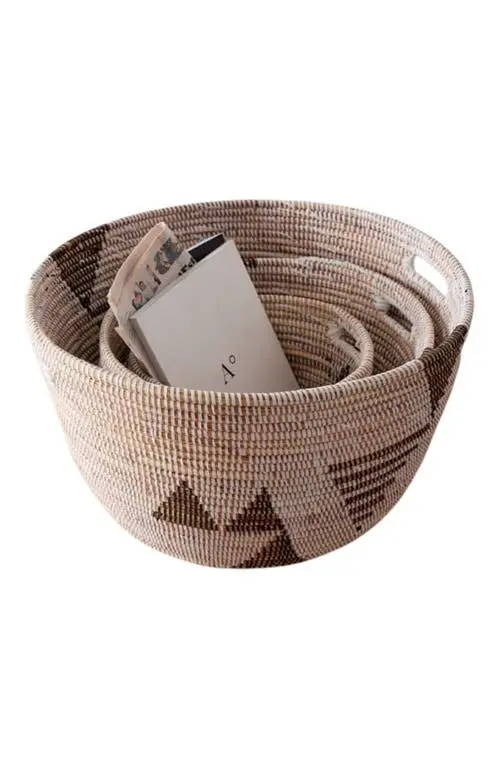 MBARE Oval Storage Basket Graphic Printset Of 3 - Black And White