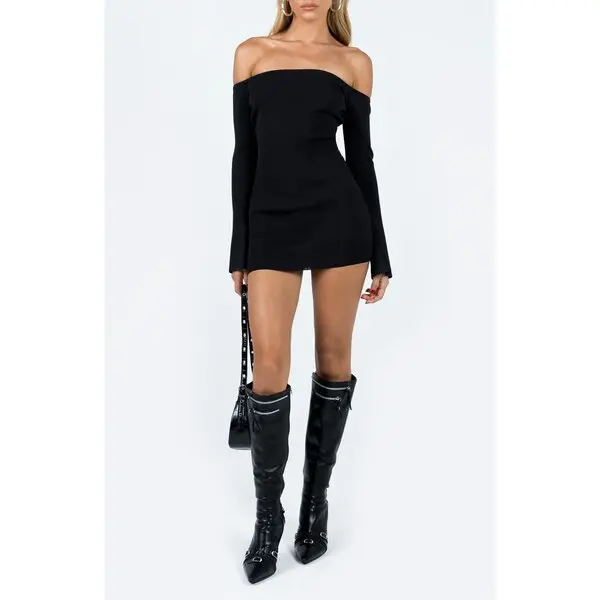 Princess Polly Parisa Off The Shoulder Mini Dress - Black