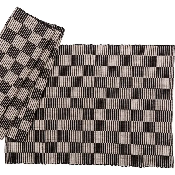 SIAFU HOME Handloomed Checkered Placematsset Of 4 - Black