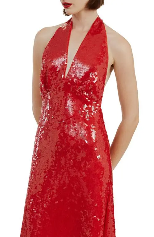 Bardot Freja Sequin Halter Maxi Dress