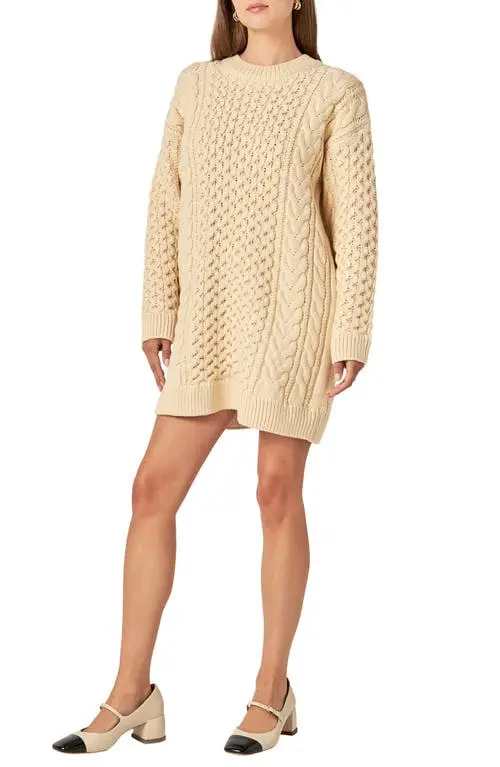 English Factory Cable Stitch Sweater Dress