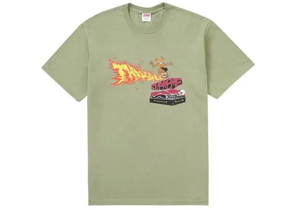Supreme Thrasher Back Tail Tee Shirt - Olive