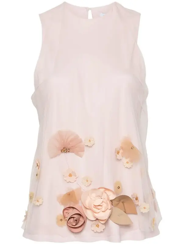 Viktor & Rolf Floral-appliqué Sleeveless Blouse