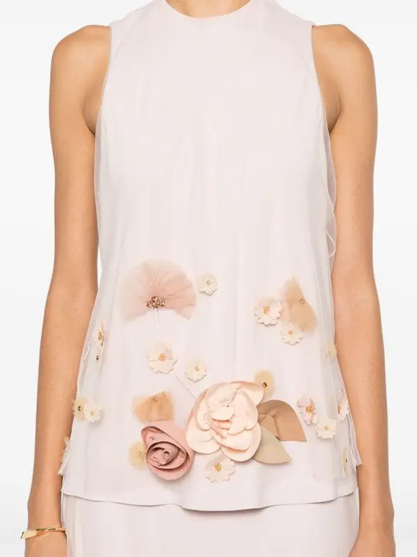 Viktor & Rolf Floral-appliqué Sleeveless Blouse