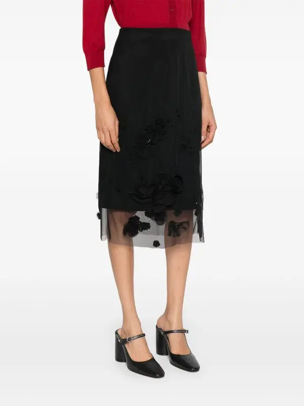 Viktor & Rolf Floral Appliqué Midi Skirt