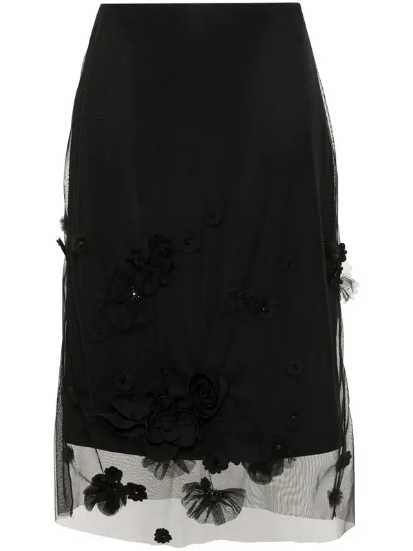 Viktor & Rolf Floral Appliqué Midi Skirt