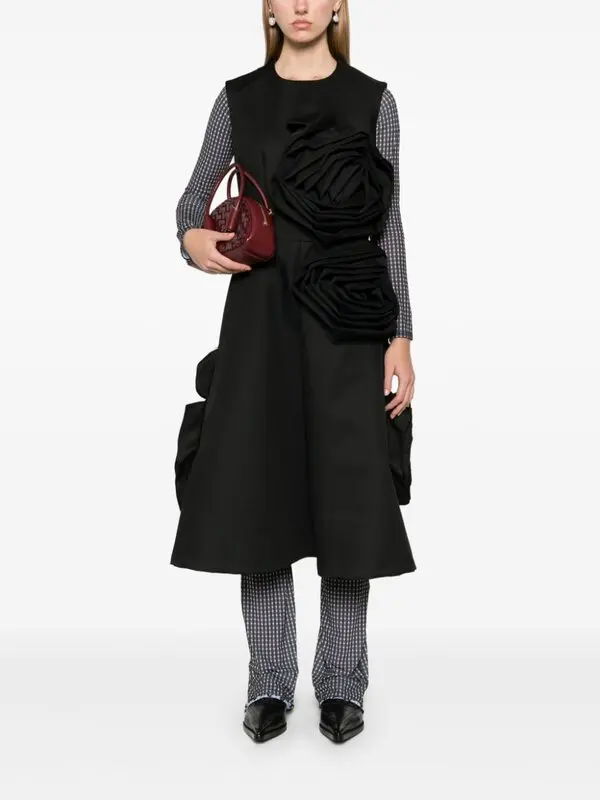 Comme Des Garçons Rose-appliqué Midi Skirt