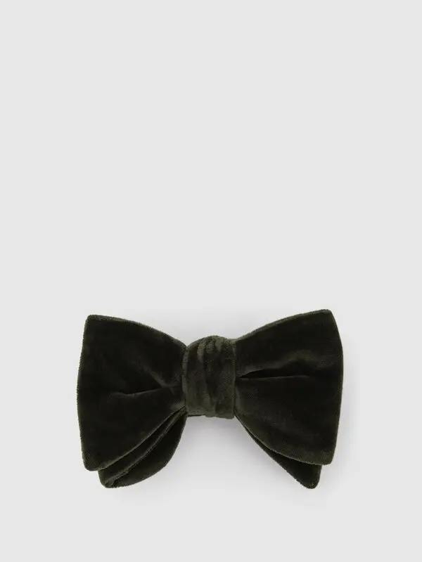 REISS Hike Velvet Bow Tie - Dark Green