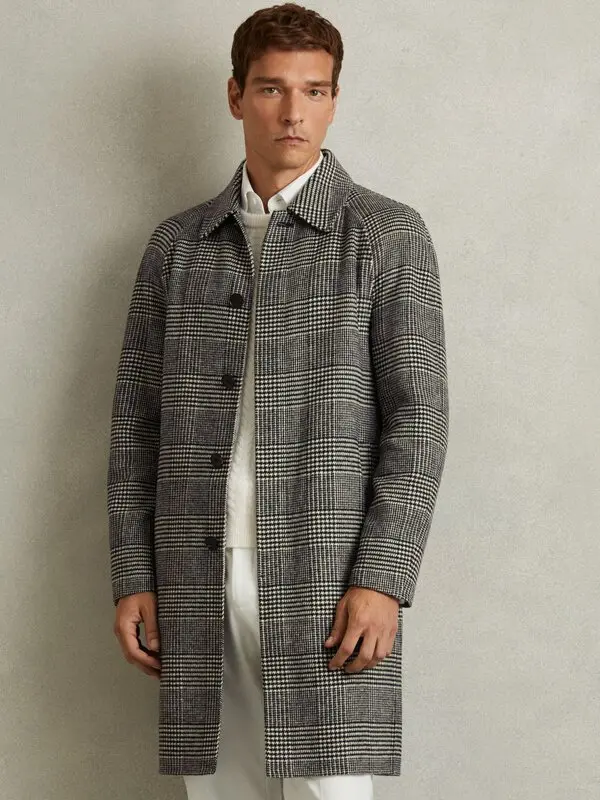 REISS Chaplin Checked Wool-blend Car Coat