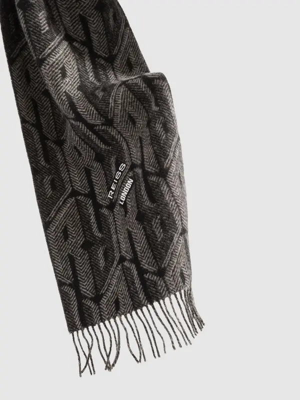 REISS Vincent Wool And Cashmere Jacquard Scarf