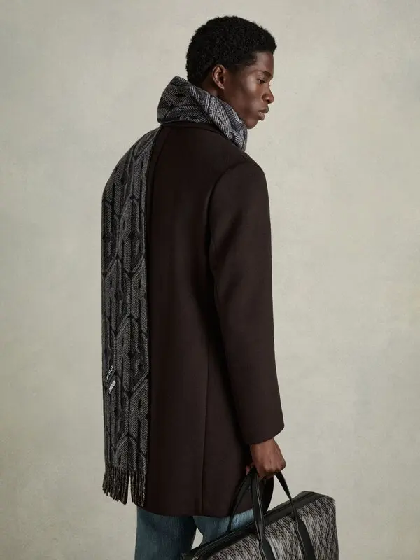 REISS Vincent Wool And Cashmere Jacquard Scarf