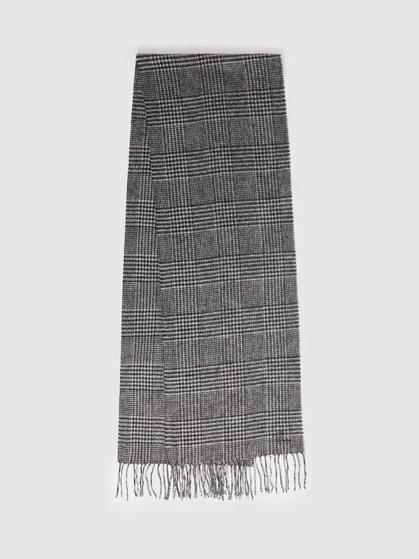 REISS Sanders Wool And Cashmere Prince Of Wales Check Scarf - Black/white