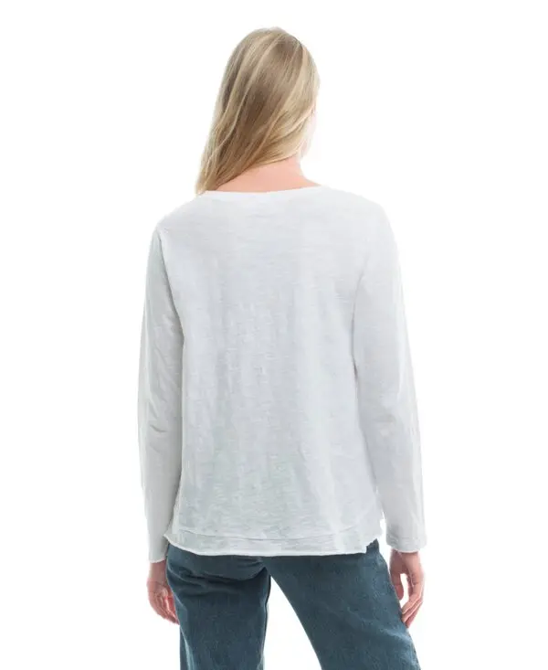 Wilt Boxy Slub Long Sleeve Crewneck Tee - White