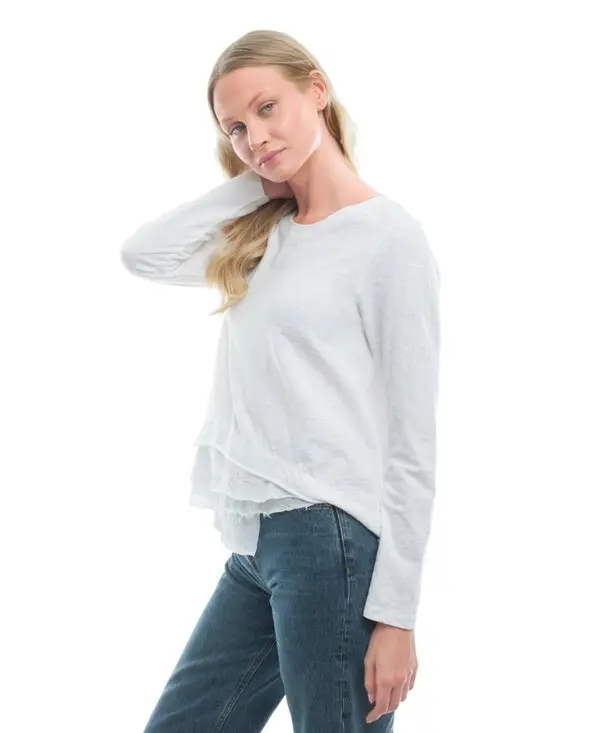 Wilt Boxy Slub Long Sleeve Crewneck Tee - White