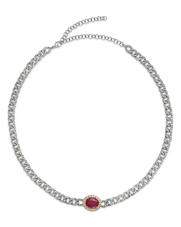 Bloomingdale'S Ruby And Diamond Collar Necklace - Red/white