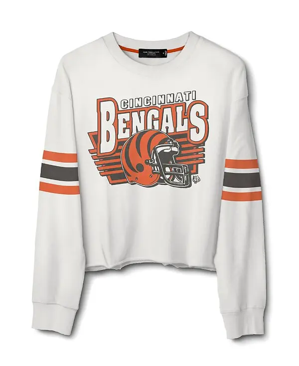 Junk Food Clothing Nfl Cincinnati Bengals Kickoff Crop Crew Sweatshirt - White