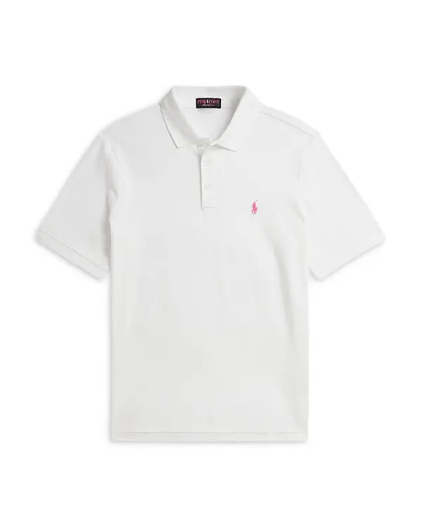 Polo Ralph Lauren Cotton Stretch Mesh Pink Pony Classic Fit Polo Shirt - White