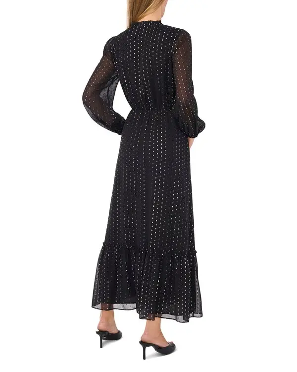 CECE DUPRAZ Tie Neck Balloon Sleeve Maxi Dress