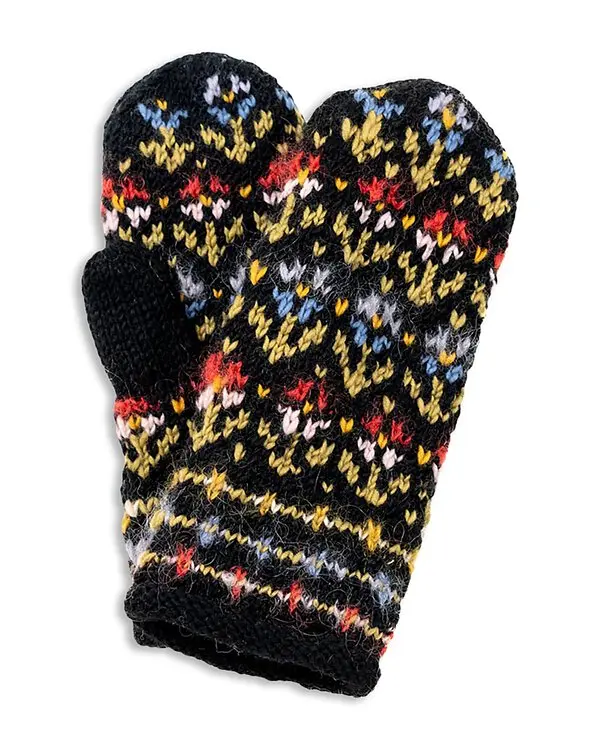 FRENCH KNOT Leelu Knitted Mittens - Black
