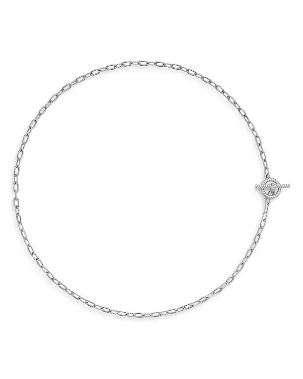David Yurman Dy Madison Pave Diamond Toggle Chain Necklace - Silver