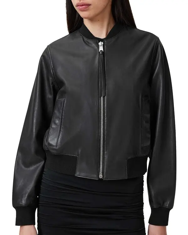 ALLSAINTS Orten Leather Bomber Jacket - Black