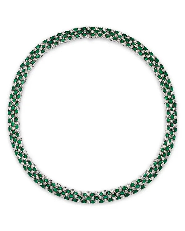 Bloomingdale'S Emerald And Diamond Necklace - Green/white