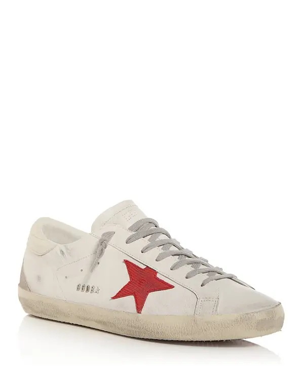 GOLDEN GOOSE Super-star Low Top Sneakers - White/red