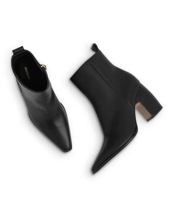 REISS Amy Almond Toe Ankle Boots - Black