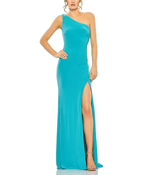Mac Duggal Ieena Jersey One-shoulder Gown - Blue