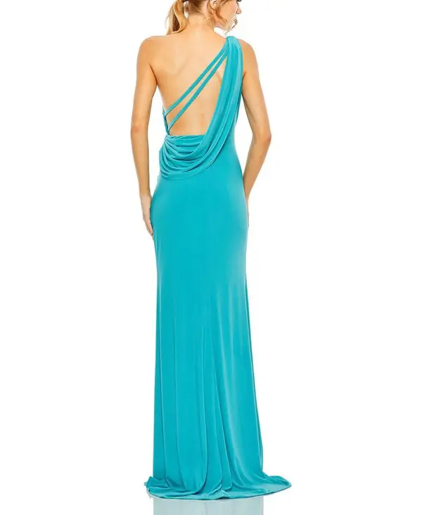 Mac Duggal Ieena Jersey One-shoulder Gown - Blue