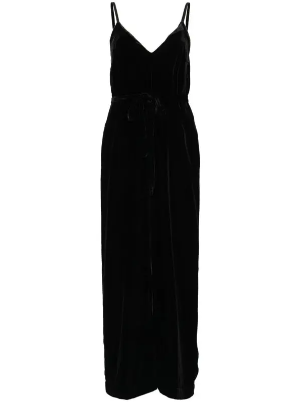 Gold Hawk Velvet Jumpsuit - Black